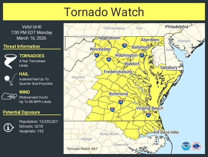 Historic Triangle Bracing for Tornadoes, High Wind Threat Monday ...